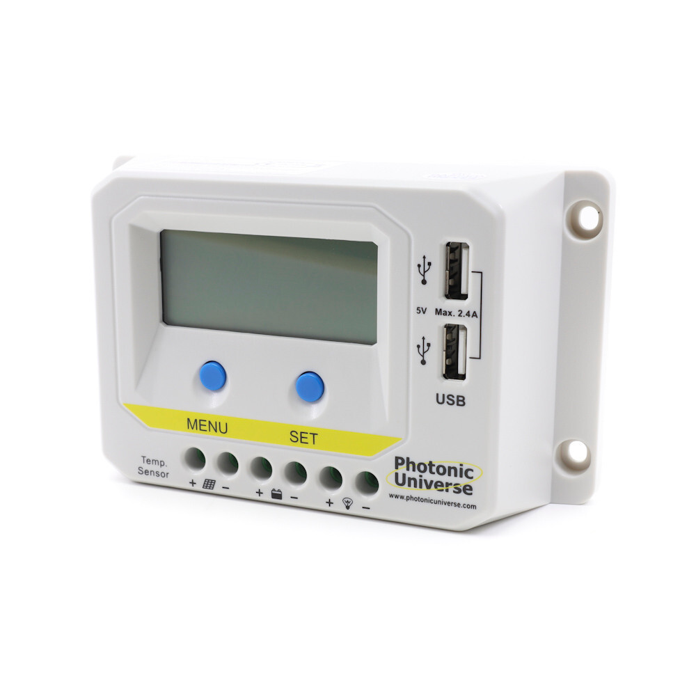 10a PWM Solar Controller 12v 24v w/ USB & LCD Campervan Motorhome Barge ...