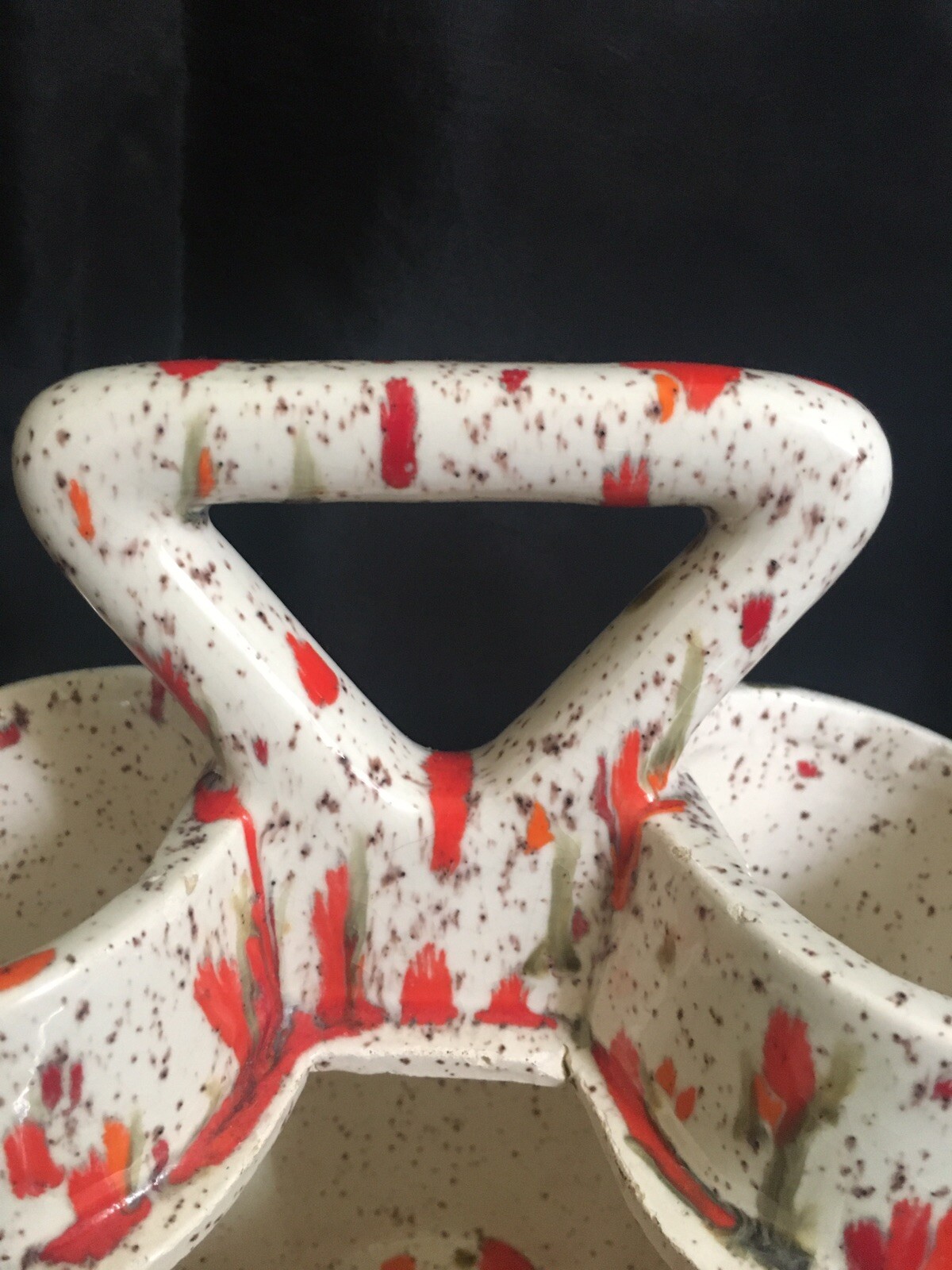 Vintage Four-Sided Splatterware Ceramic Caddy MCM Utensil Holder | eBay