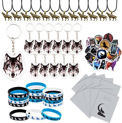 98 PCS Wolf Party Favors Cool Wolf Necklace Goodie Bags with Wolf ...