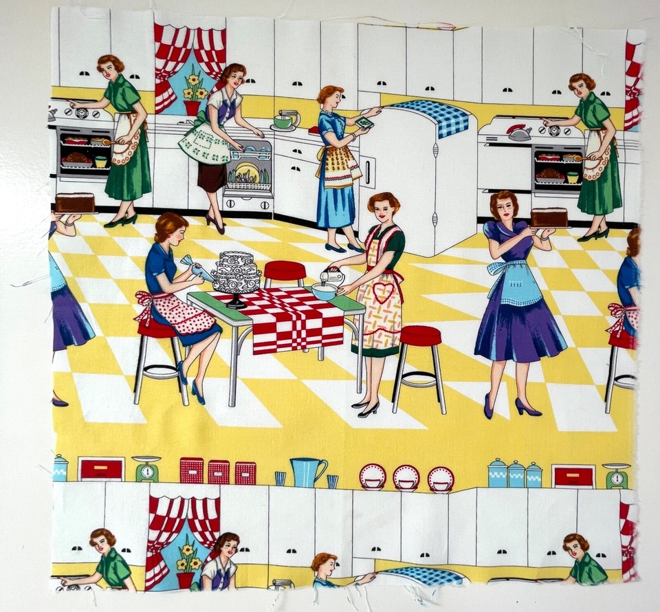 Michael Miller "Home Ec" Retro Housewife Print Fabric YY869 | eBay