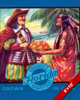 VINTAGE FLORIDA CITRUS ORANGES FRUIT POSTER PAINTING ART REAL CANVAS ...