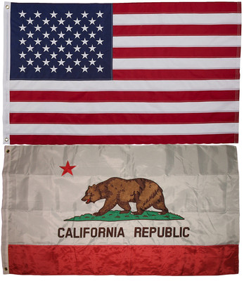 California and USA Flag 3x5 EMBROIDERED 2 double sided Flag Wholesale ...