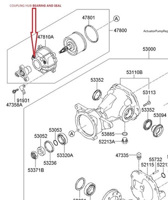 DIFFERENTIAL COUPLING HUB BEARING & SEAL REAR AXLE EXTENSION HUB ...