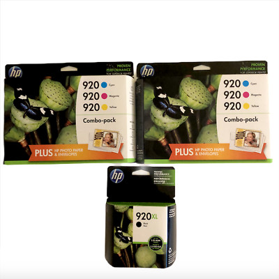 Genuine HP 920 XL Black / HP 920 Color Ink Cartridges Combo Pack NEW ...