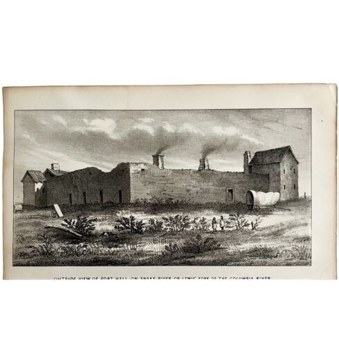 Fort Hall Snake River Oregon Trail 1850 Hand Lithograph Victorian ...