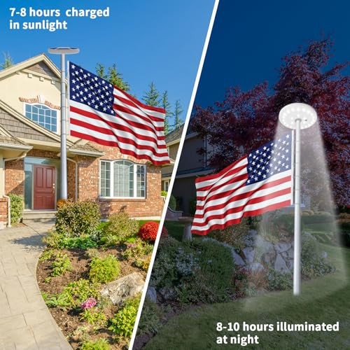 Solar Flag Pole Light, Light Up American Flag, Bright 26 LED Light ...