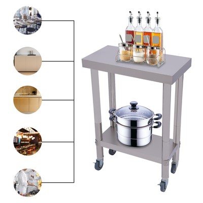 Worktable Table Food Prep Worktop+Castors Load 300kg For Kitchen ...