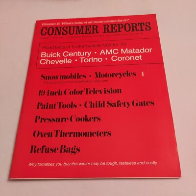 1973 January, Consumer Reports Magazine, Snowmobiles & Motorcycles ...