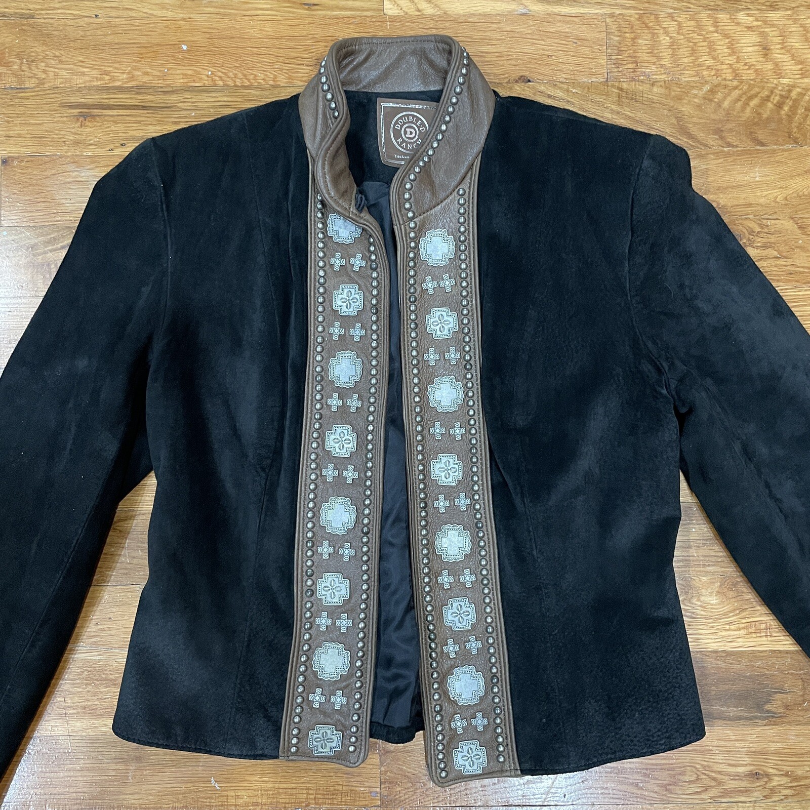 Double D Ranch Black Suede Jacket, Cross Conchas, stu… - Gem