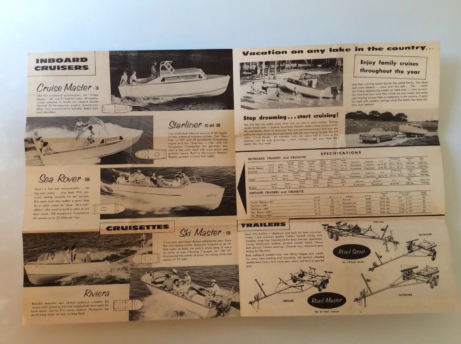 1958 - Boat Brochure - Trojan Cabin Cruiser Cruise Master Starliner Sea ...