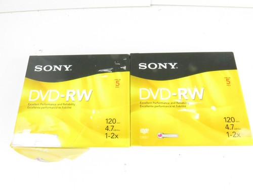 2 X SONY 5 Pack DVD-RW Re-Writable Discs 120 minute 1x-2x Compatible ...