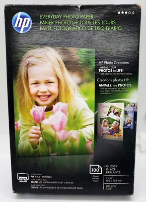 HP Everyday Photo Paper 100 Sheets 4x6 Glossy Sealed Package NIP ...