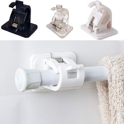 Bathroom Accessories Bracket Holder Clamp Hook Curtain Rod Clip Wall ...