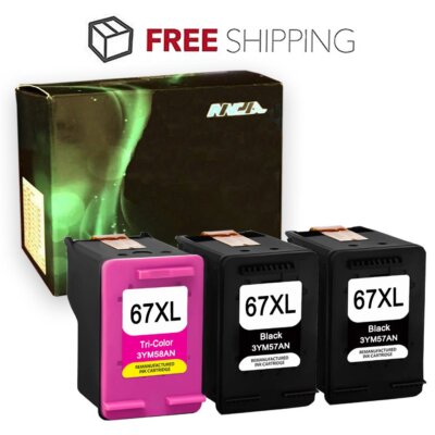 3x 67XL Ink Cartridges for HP ENVY 6058 DeskJet Plus 4140 4152 4155 ...