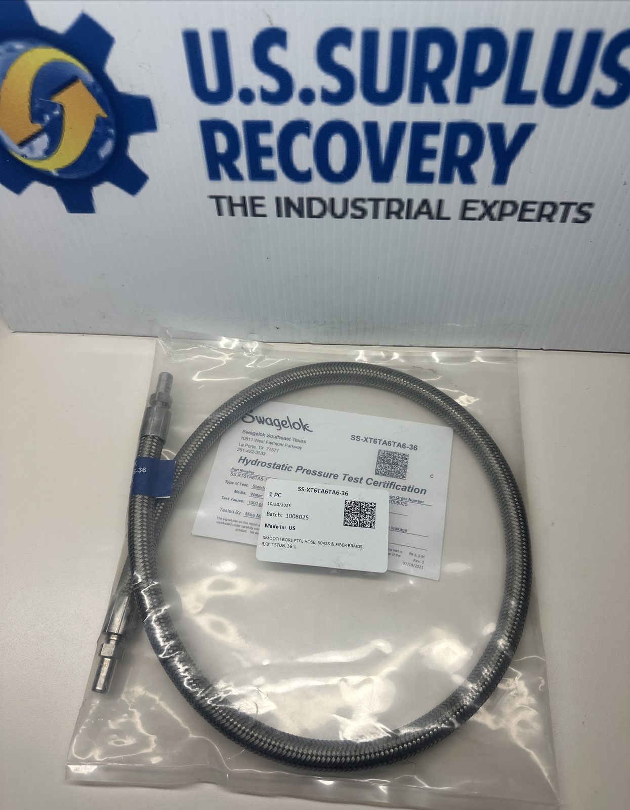 Swagelok Smooth Bore PTFE Hose Stainless Fiber Braids 3/8” Tube ...