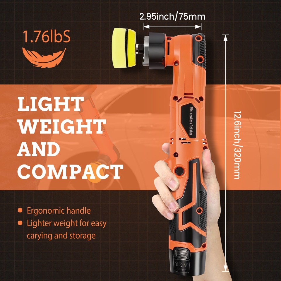 Cordless Mini Polisher Rotary Dual Action Car Polishing Machine 1-2 ...