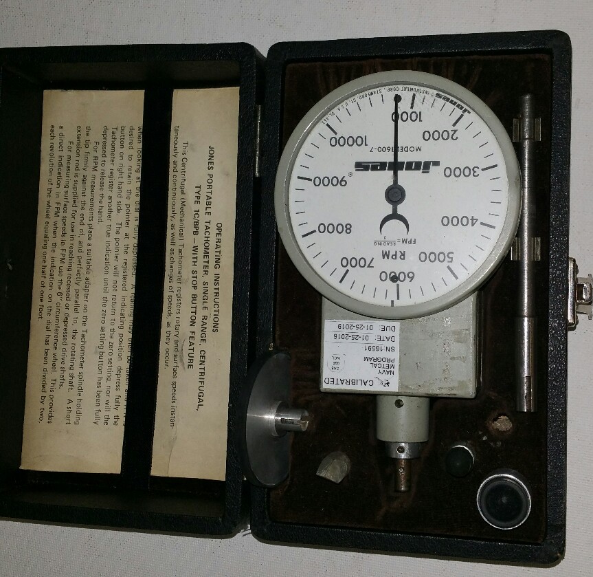 Jones Single Range Hand Tachometer Model 1600-7 with Accessories | eBay