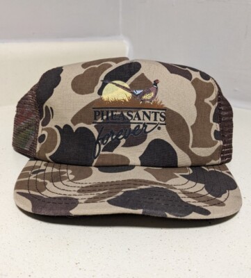 Vintage Pheasants Forever Camo Trucker Snapback Hat Cap Hunting Made In ...