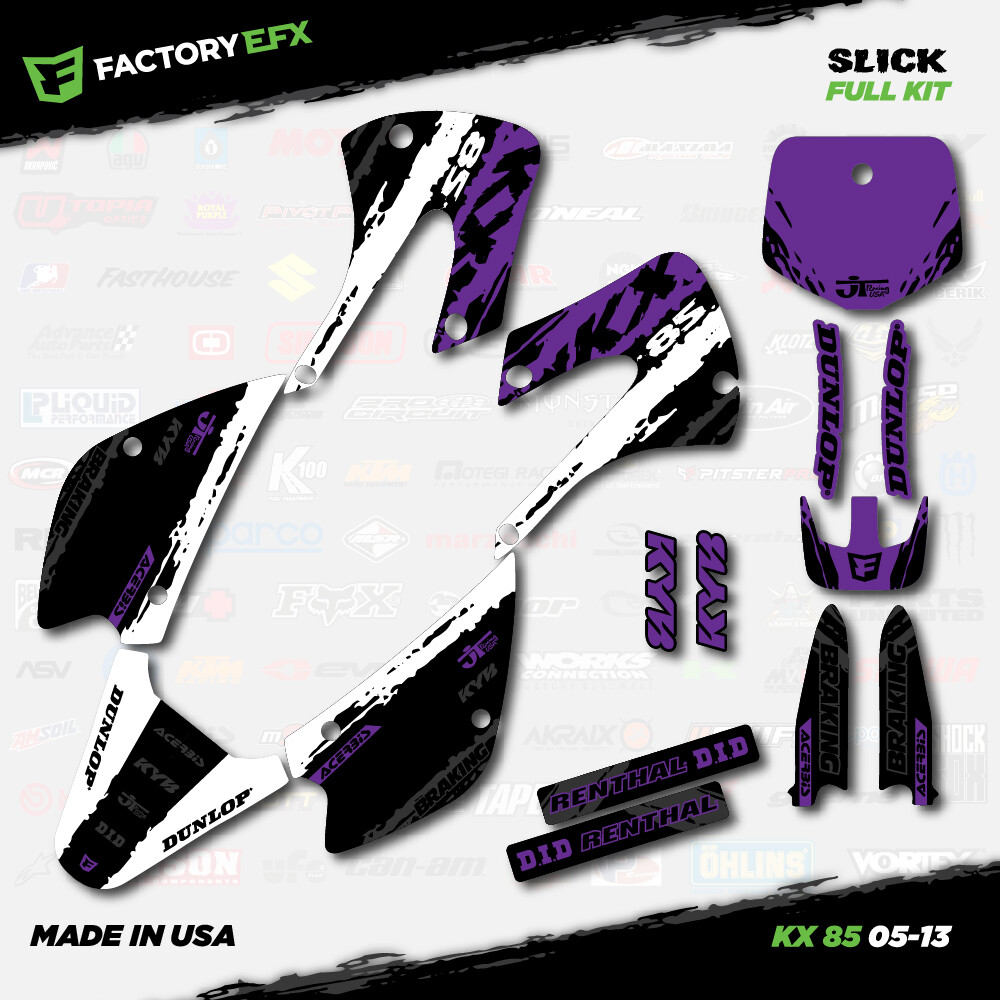 White & Purple Slick Racing Graphics Kit fits Kx85 05-13 Plates Kx 85 ...