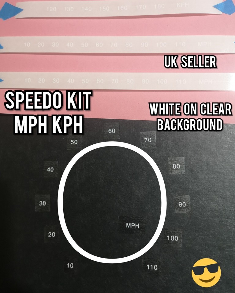 Speedometer Speedo Kit Cluster Conversion Stickers Mph Kph Dials-White ...