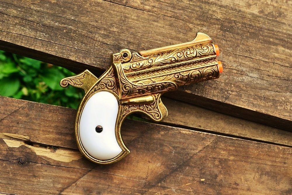 Remington 1866 Double Barrel Derringer - Old West - Non-Firing Denix ...