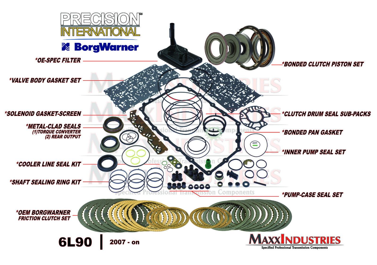6L90 Transmissi on Rebuild kit with Clutches Pistons Gaskets Seals O ...