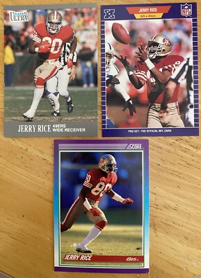 Jerry Rice 3 Card Lot 1989-91 Pro Set, Fleer Ultra, Score SF 49ers ...