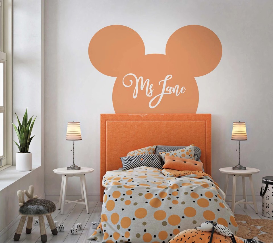 Mickey Mouse Headboard Wall Decal Arch Sticker Mouse Ears Nursery Decor ...