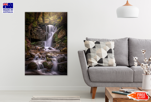 Rocks With Waterfall & Forest Wall Canvas Home Decor Australian Made ...