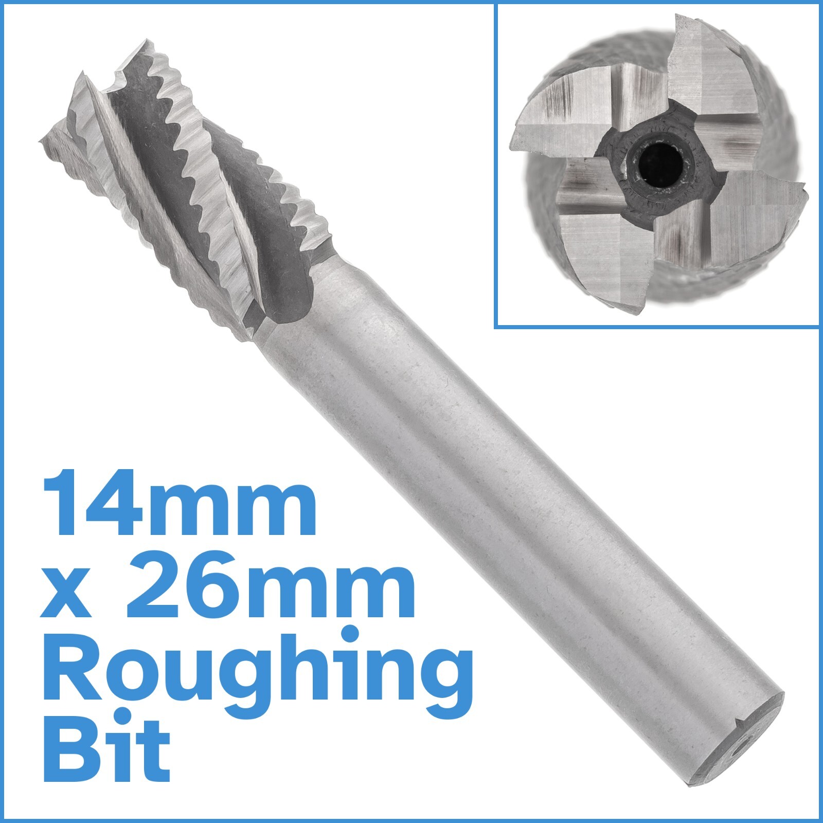 14mm x 26mm Coarse Tooth Slotted Roughing Bit 4 Flute End Mill 12mm ...