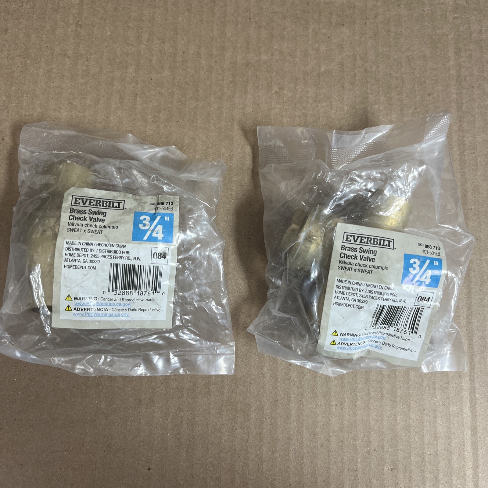 Everbilt 3/4 in. Brass Sweat x Sweat Solder Swing Check Valve (2PK) | eBay