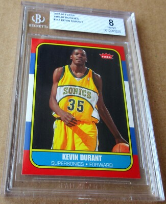 KEVIN DURANT 2007 Fleer 1986 Retro #1 Draft Pick Rookie Card RC BGS 8 ...