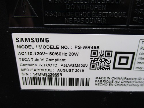 Samsung Ps-wr65b 28w Wireless Powered Subwoofer for Hw-q60r Soundbar ...