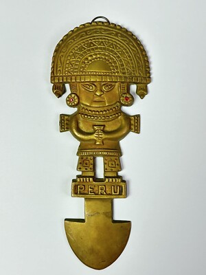 Vintage Brass Tumi Figurine Peru 11" Peruvian Inca Ceremonial Blade ...