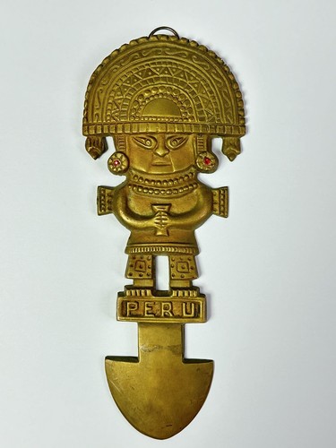 Vintage Brass Tumi Figurine Peru 11" Peruvian Inca Ceremonial Blade ...