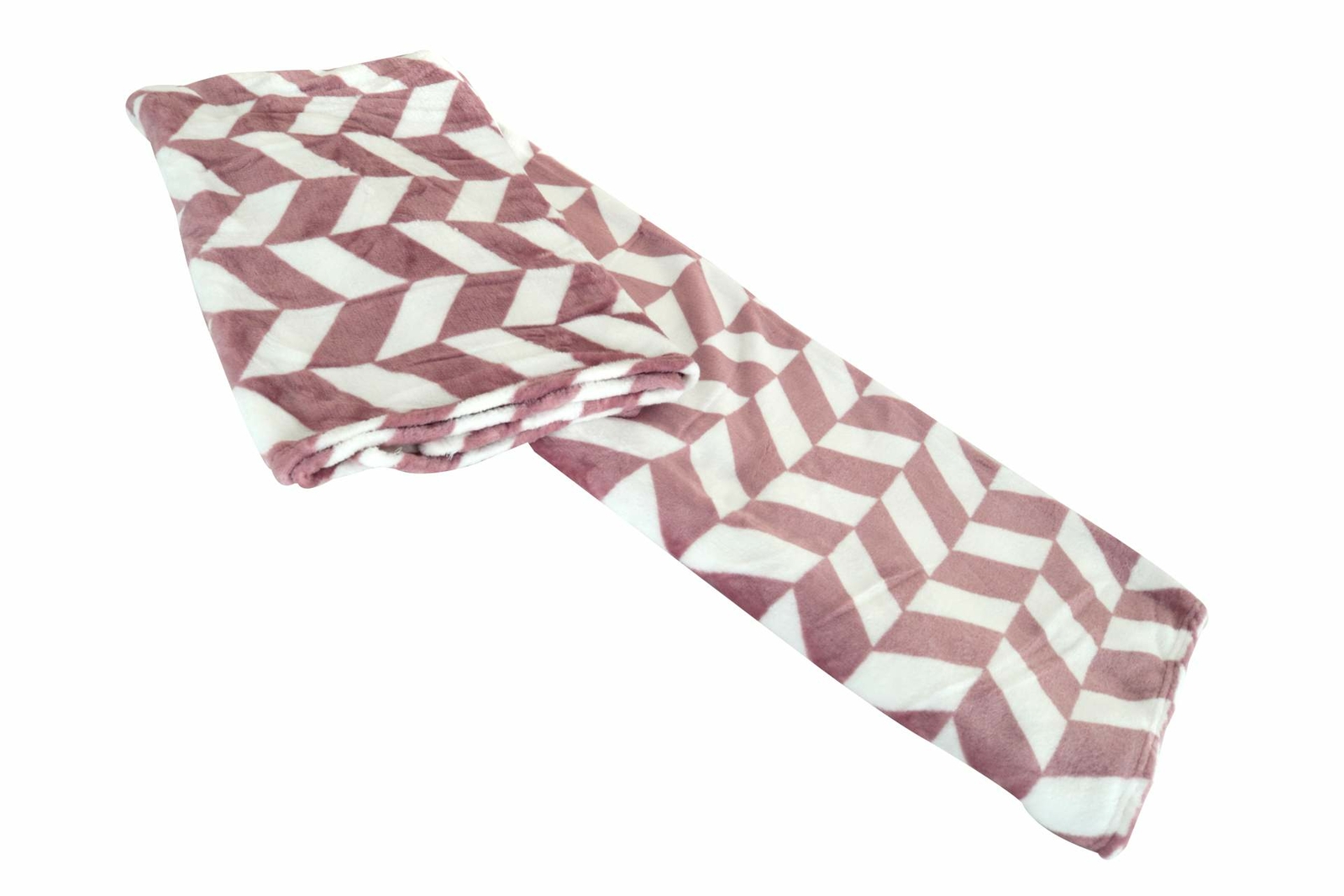 Flanell Wohndecke 150 x 200 cm Weiss altrosa gemuster Decke Kuschel ...