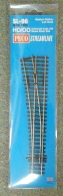 PECO HO scale Medium Radius Left Turnout Code 100 SL96 | eBay