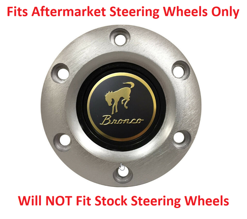 Brushed Steering Wheel 6 Hole Horn Button W/ Classic Ford Bronco Emblem ...