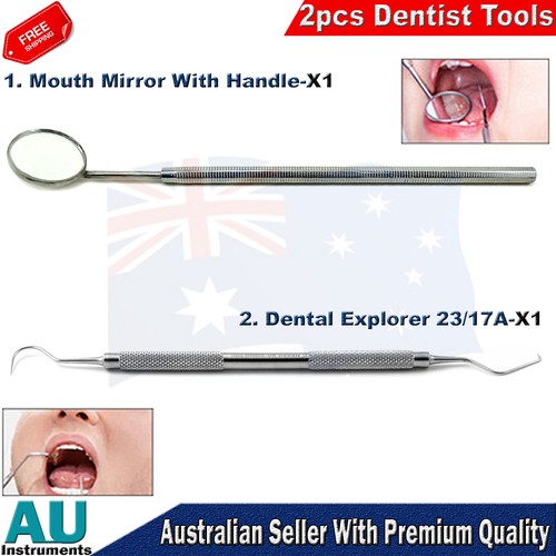Dentist Dental Mouth Mirror With Handle Explorer Hygiene Examination ...