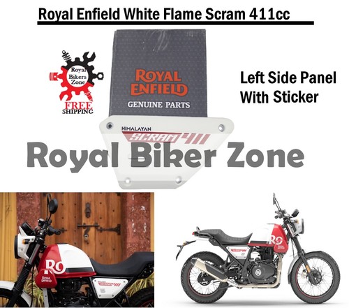 Royal Enfield Scram 411 "White Flame Left Side Panel With Sticker" | eBay