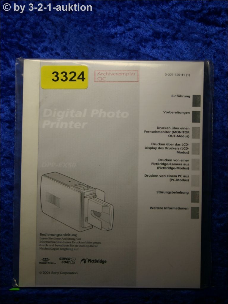 Sony Bedienungsanleitung DPP EX50 Digital Photo Printer (#3324) | eBay