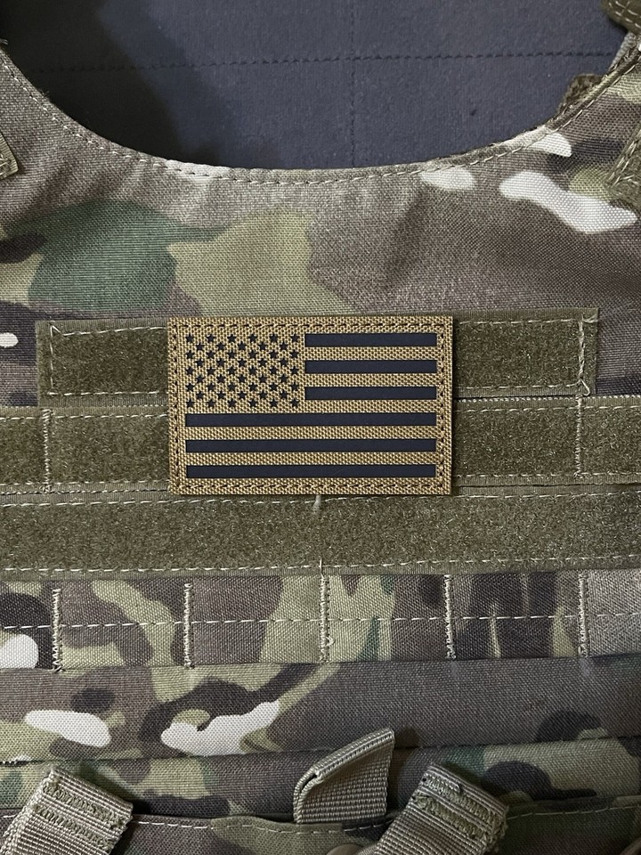 American Flag IR Reflective Laser Cut Patch USMC Coyote Brown Desert ...