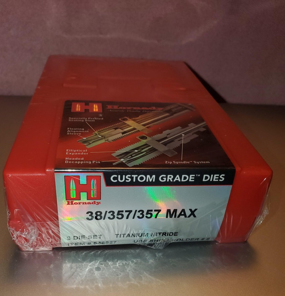 Hornady Custom Grade 38/357/357 MAX Titanium Nitride 3-Die Set-546527 ...