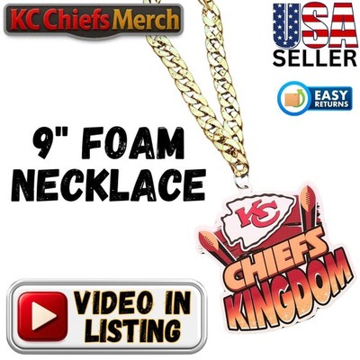 Kansas City Chiefs Kingdom Foam Chain Necklace, Lay Flat Gold Chain, KC ...