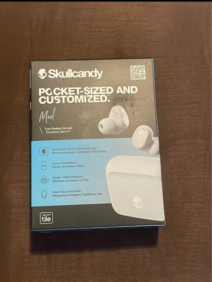 Skullcandy Mod In-Ear Wireless Earbuds, 34 Hr Battery,Grey/Blue (6622 ...