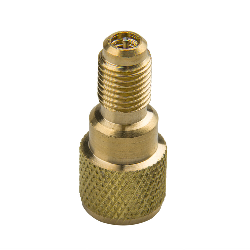 A/C Brass Tank Fitting Adapter 1/4" SAE Male 1/2" ACME Female W/ Valve ...