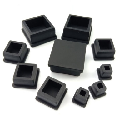 Black Rubber Square Plugs Silicone End Caps Bungs Soft Seal Stopper 8 ...