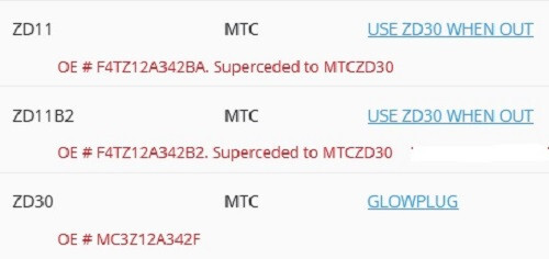 ZD30 / ZD-30 Set of 8 OEM Glow Plugs MC3Z-12A342-F *** SHIPS FREE ...