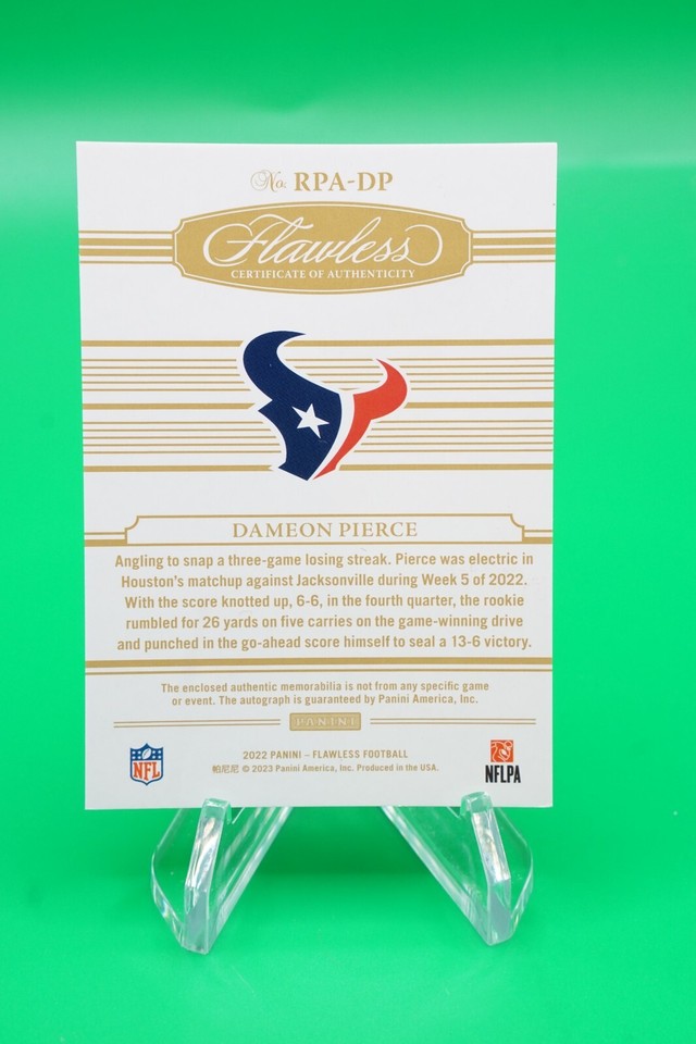 2022 Flawless Rookie Patch Autographs Ruby SP #1/15 #16 Dameon Pierce ...