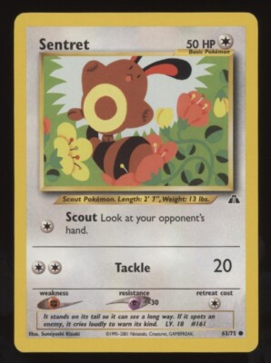 Sentret Non-Holo WOTC Pokemon Card 63/75 Neo Discovery Set EXCELLENT | eBay